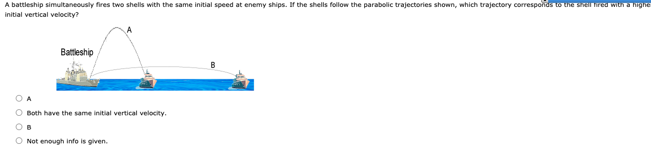 Solved A battleship simultaneously fires two shells with the | Chegg.com