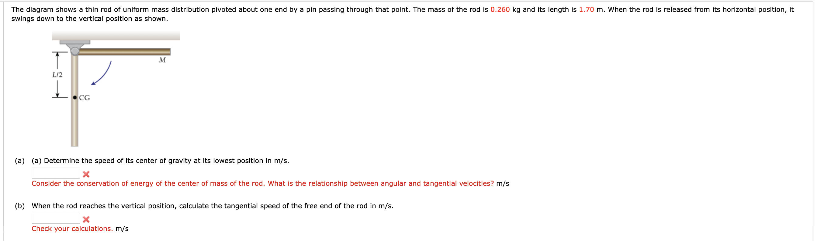 Solved swings down to the vertical position as shown.(a) (a) | Chegg.com