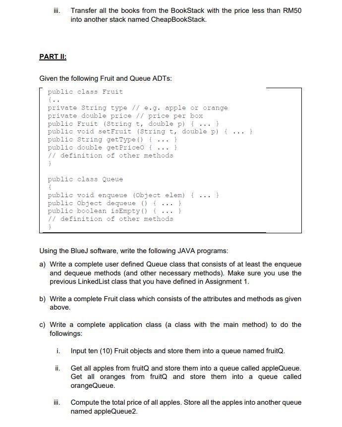 Solved CSC508 ASSIGNMENT 2 Stack & Queue PARTI: Given the | Chegg.com