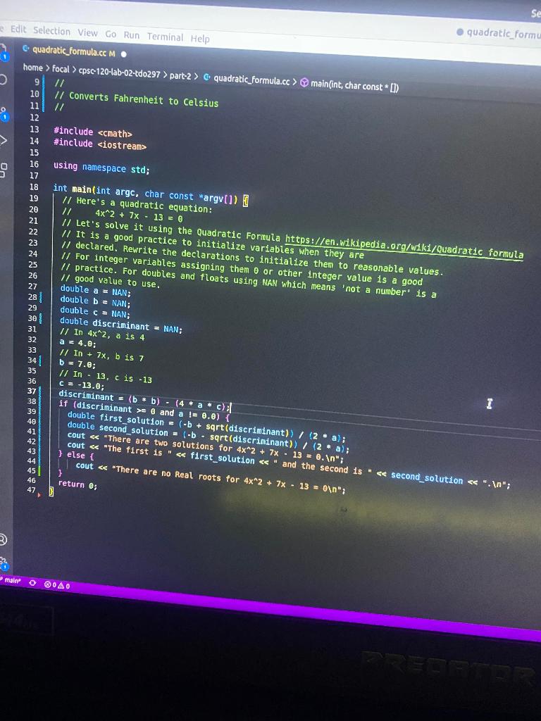 Solved quadratic formula.cc M me > focal ≫ | Chegg.com