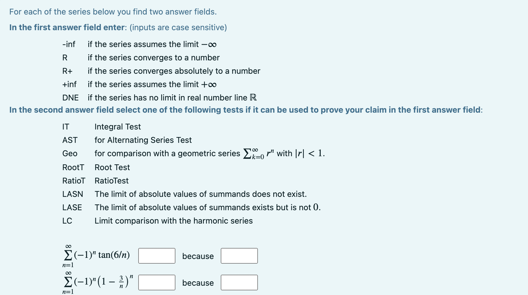 Solved For each of the series below you find two answer | Chegg.com