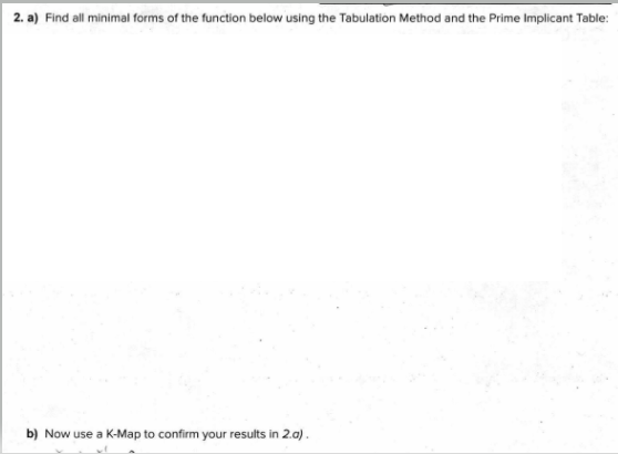 Solved 2. a) Find all minimal forms of the function below | Chegg.com