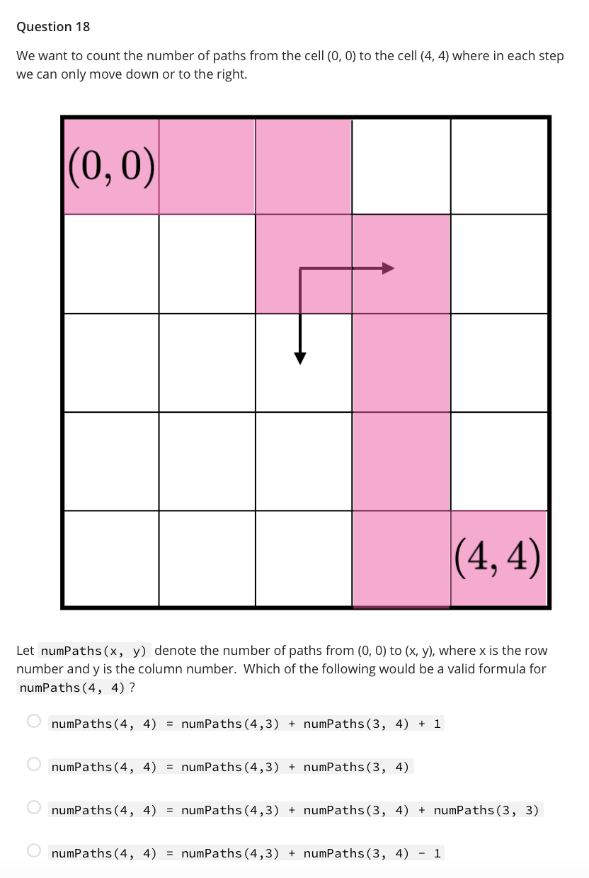 Solved We want to count the number of paths from the cell | Chegg.com