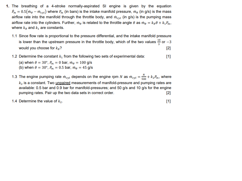 Solved The breathing of a 4-stroke normally-aspirated SI | Chegg.com
