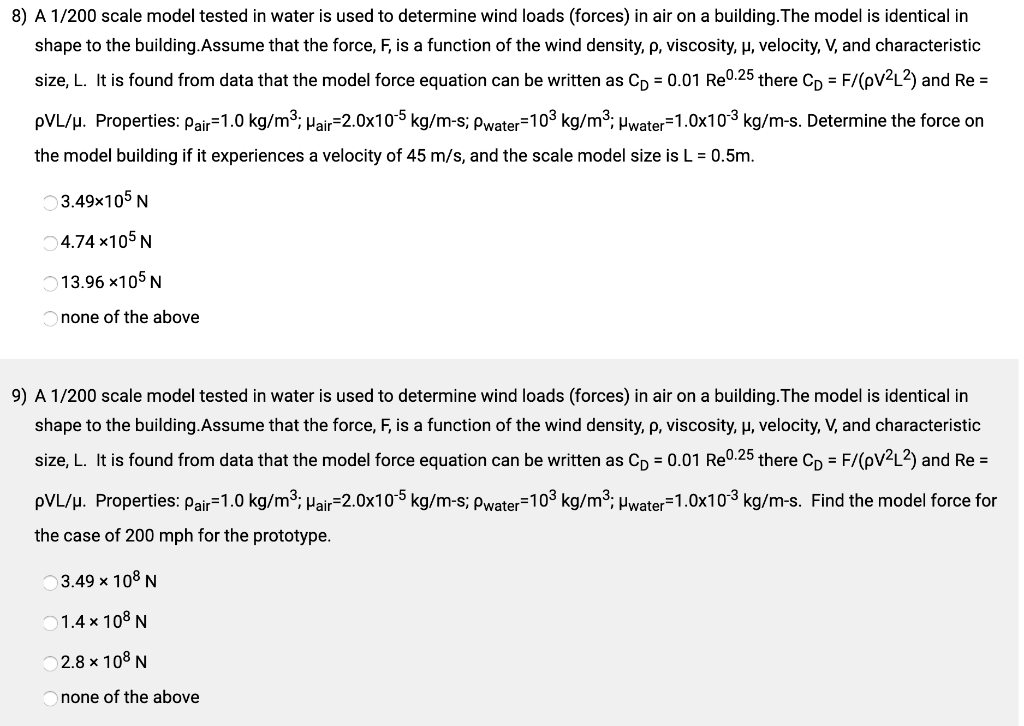 Solved 8 A 1 200 Scale Model Tested In Water Is Used To Chegg solved-8-a-1-200-scale-model-tested-in-water-is-used-to-chegg