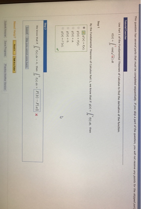 Solved Use Part 1 Of The Fundamental Theorem Of Calculus To
