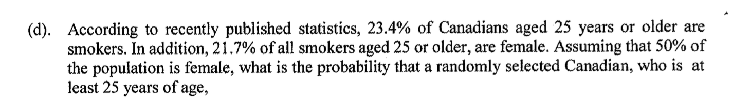 Solved (d). ﻿According to recently published statistics, | Chegg.com