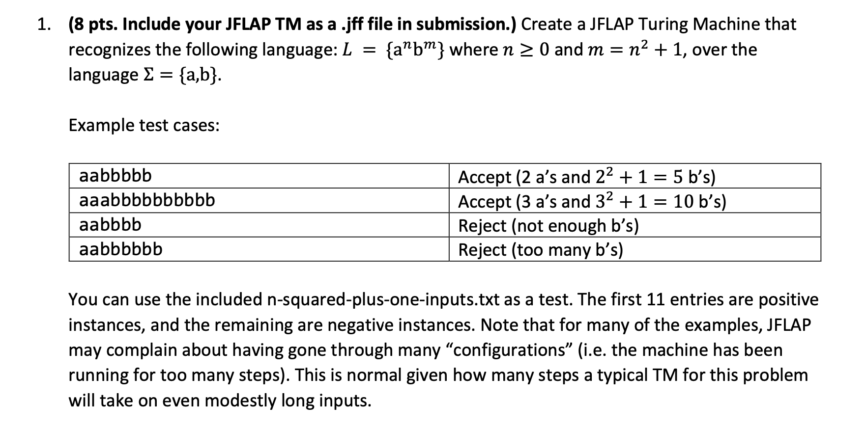 (8 pts. Include your JFLAP TM as a .jff file in | Chegg.com