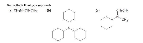 Solved Name the following compounds (a) CH3NHCH2CH3 (b) (c) | Chegg.com