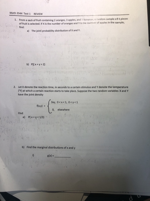 Solved Math 3544 Test1 REVIEW From a sack of fruit | Chegg.com