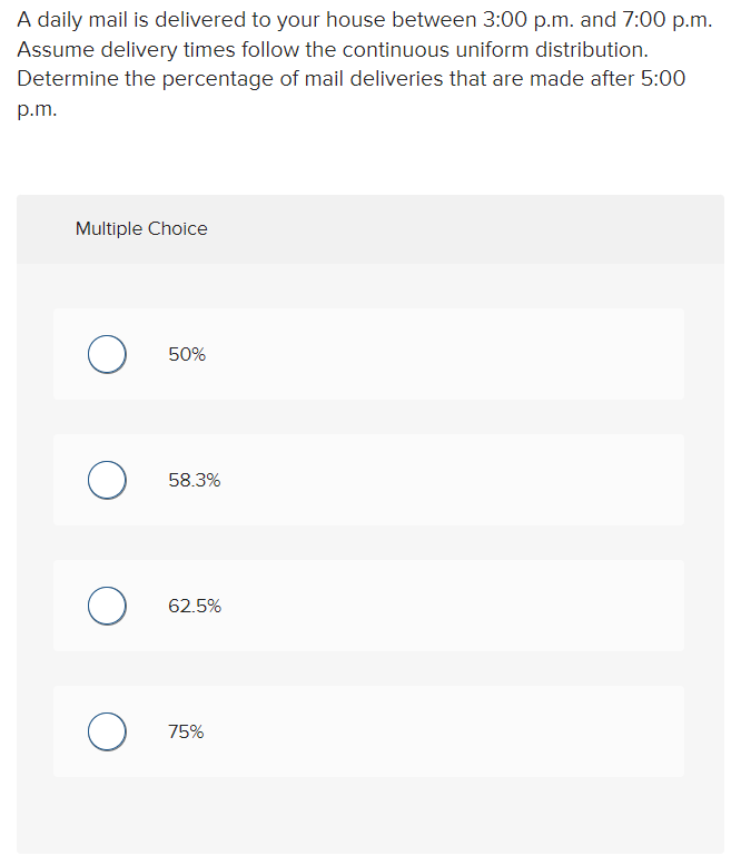 Solved A daily mail is delivered to your house between 3:00 | Chegg.com
