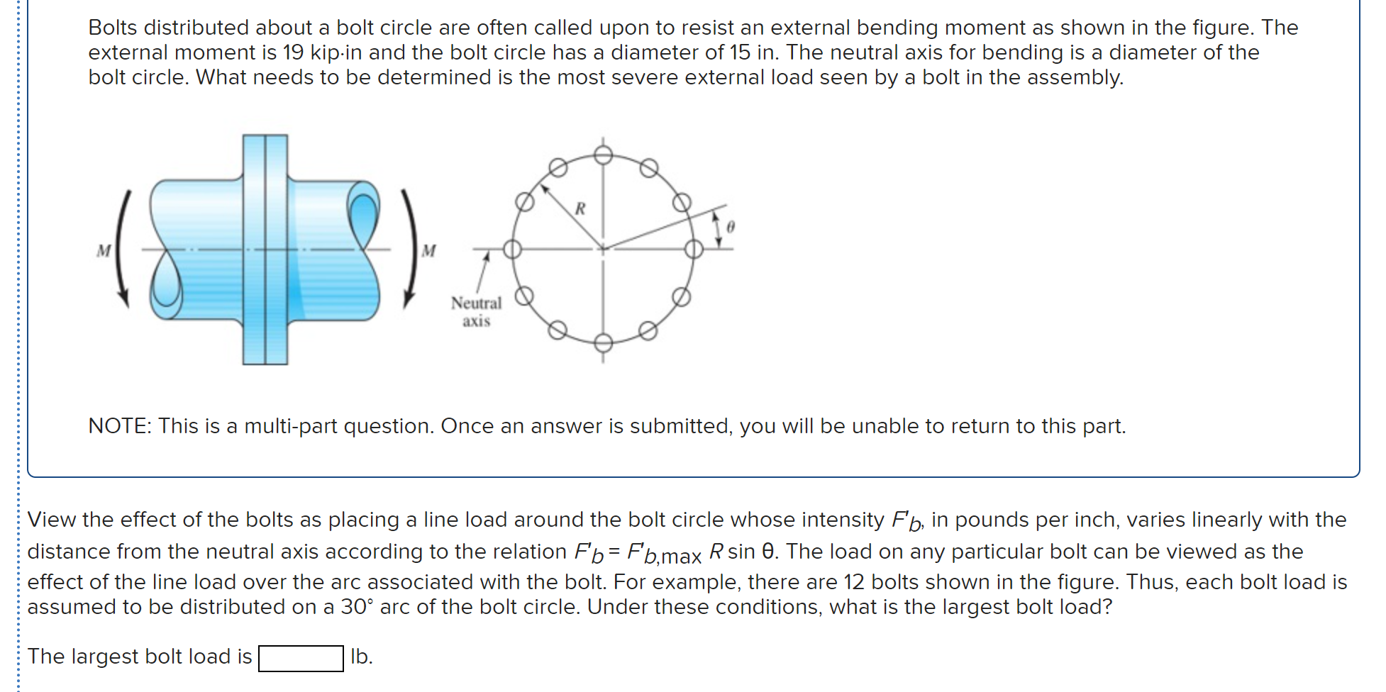 Solved Bolts distributed about a bolt circle are often | Chegg.com