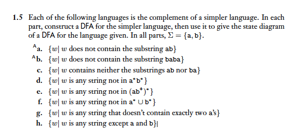 Solved 1.5 Each of the following languages is the complement | Chegg.com