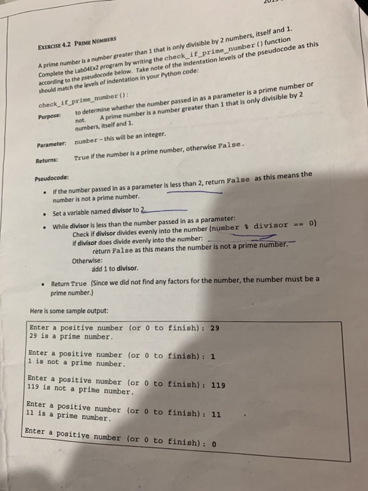 Solved EXERCISE 4.2 PRIME NUMBERS A prime according to the | Chegg.com