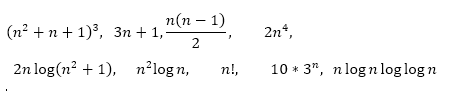 Solved 2n", n(n-1) (n? +n + 1), 3n+1, 2 2n log(na + 1), | Chegg.com