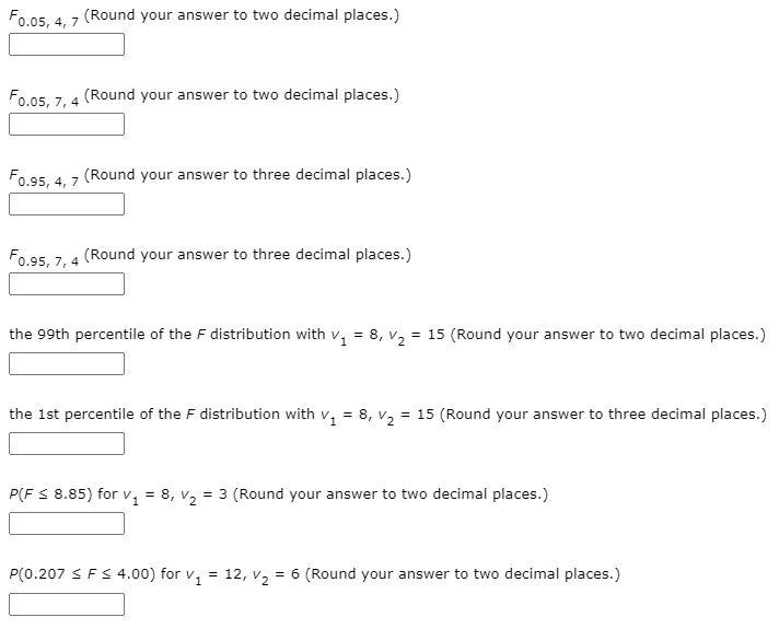 Solved F0.05, 4, 7 (Round your answer to two decimal | Chegg.com