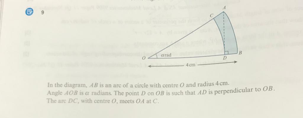 Solved A C arad 0 D 4 cm In the diagram, AB is an arc of a | Chegg.com