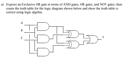 Solved a) Express an Exclusive OR gate in terms of AND | Chegg.com