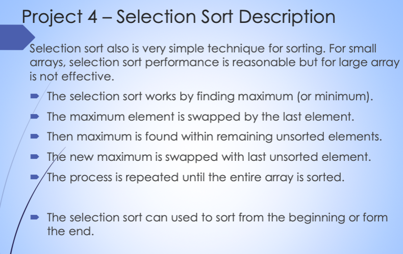 Solved Project 4 - Summary 2 Write a program to sort an | Chegg.com
