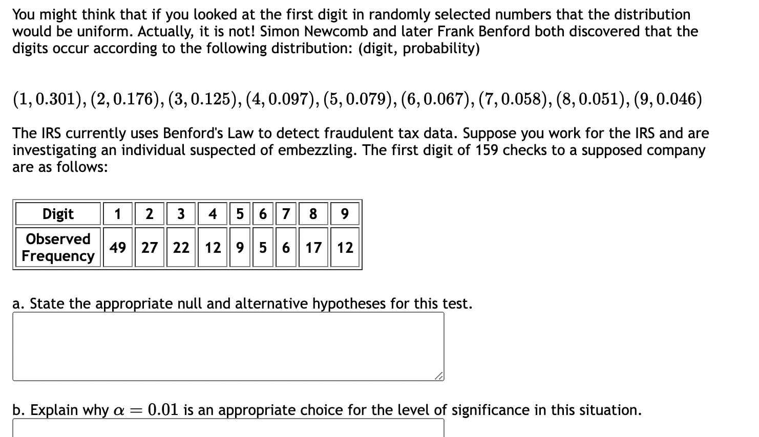 Solved You might think that if you looked at the first digit | Chegg.com