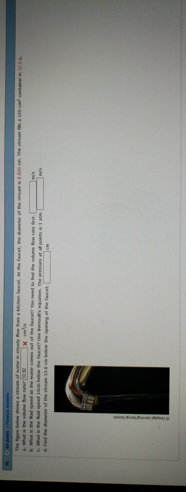 Solved The figure below shows a stream of water in steady | Chegg.com