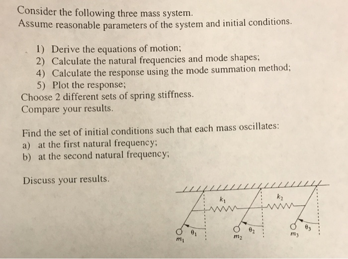 Solved Consider the following three mass system. Assume | Chegg.com
