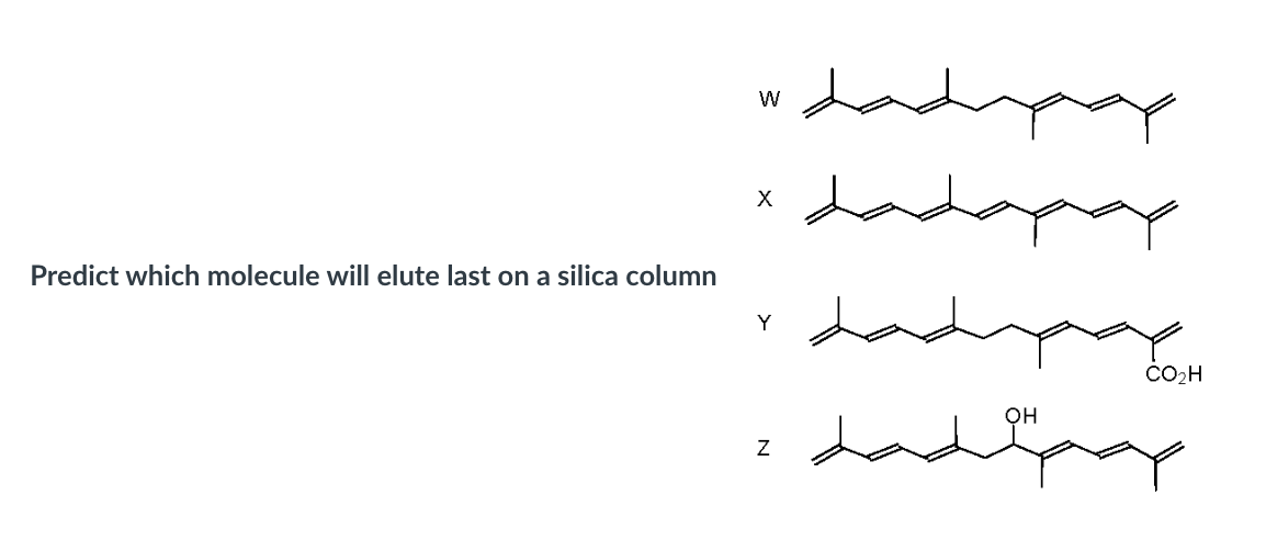 Solved Predict which molecule will elute last on a silica | Chegg.com