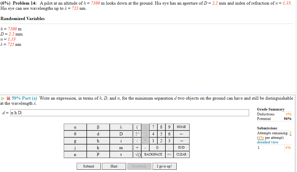 Solved (6\%) Problem 14: A pilot at an altitude of h=7300 m | Chegg.com