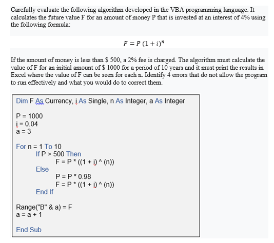Solved Carefully evaluate the following algorithm developed | Chegg.com