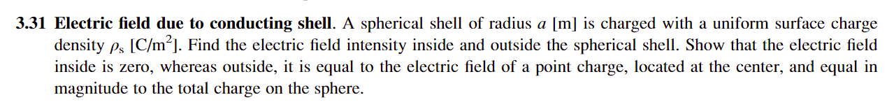 Solved 3.31 Electric field due to conducting shell. A | Chegg.com