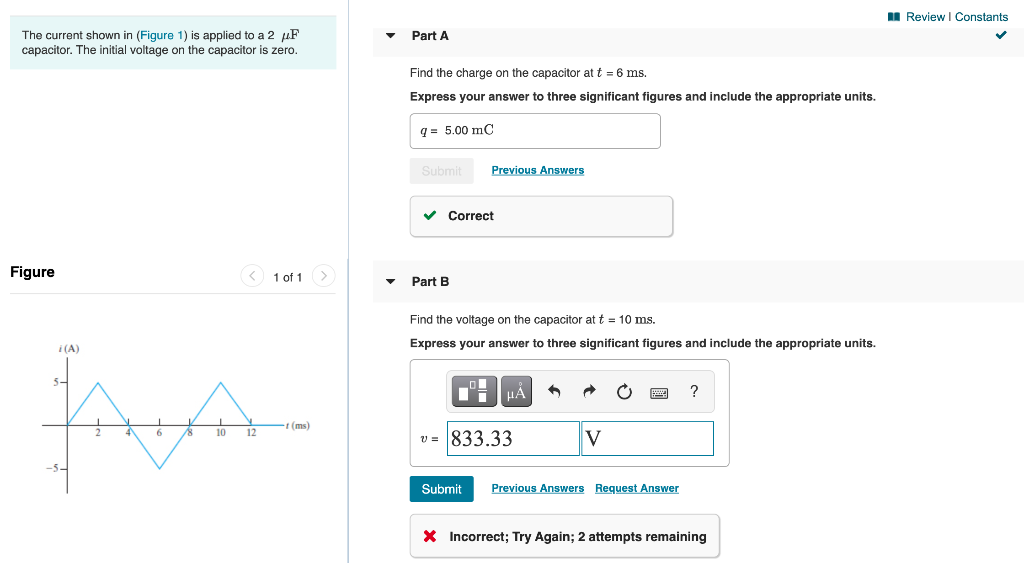 Solved Review | Constants Part A The current shown in | Chegg.com
