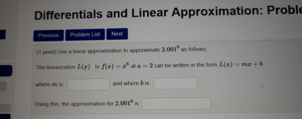 Solved Differentials and Linear Approximation: Proble | Chegg.com