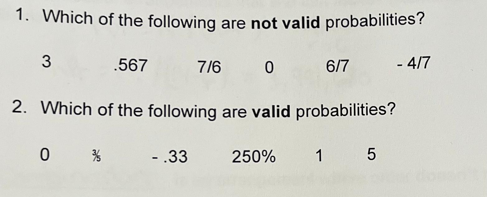 Solved 1. Which of the following are not valid | Chegg.com