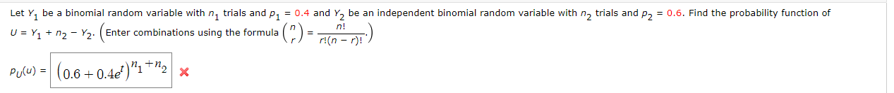 Solved Let Y1 be a binomial random variable with ny trials | Chegg.com