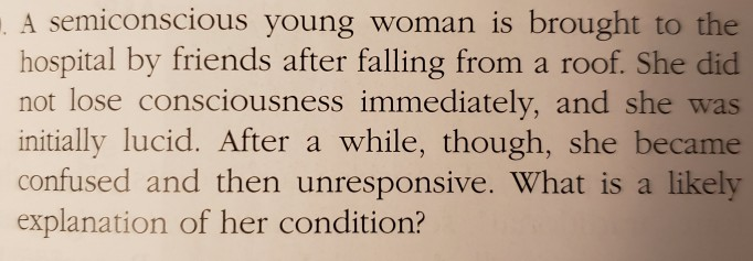 Solved A semiconscious young woman is brought to the | Chegg.com