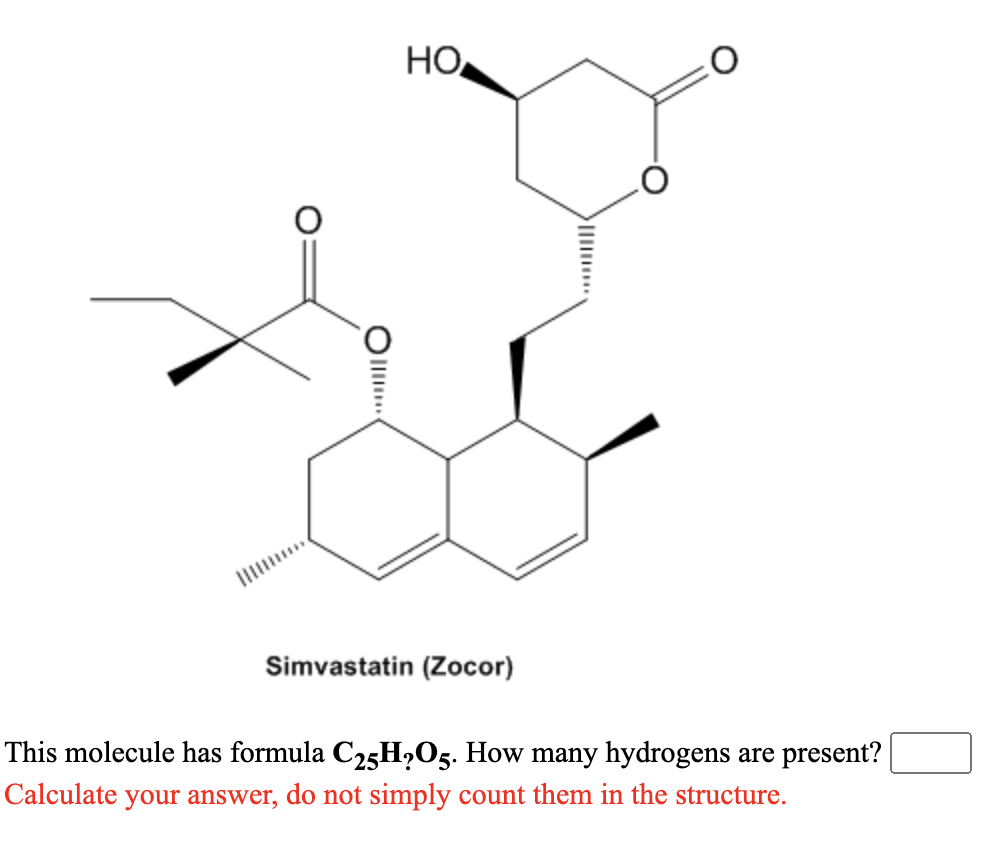 Solved НО, O. Simvastatin (Zocor) This molecule has formula | Chegg.com