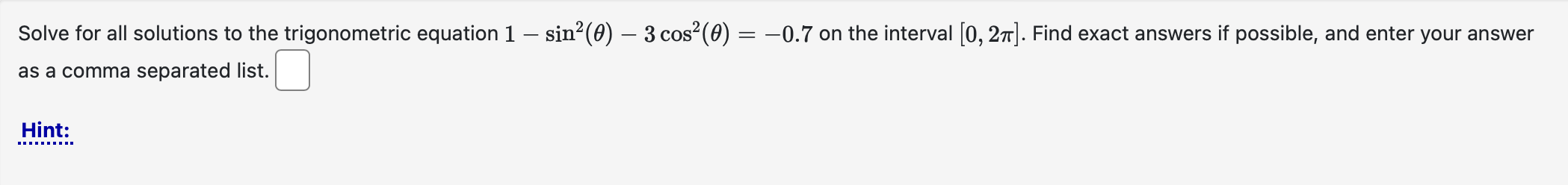 Solved Solve for all solutions to the trigonometric equation | Chegg.com