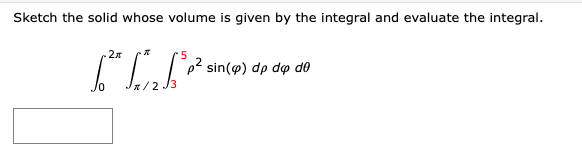 Solved Sketch the solid whose volume is given by the | Chegg.com