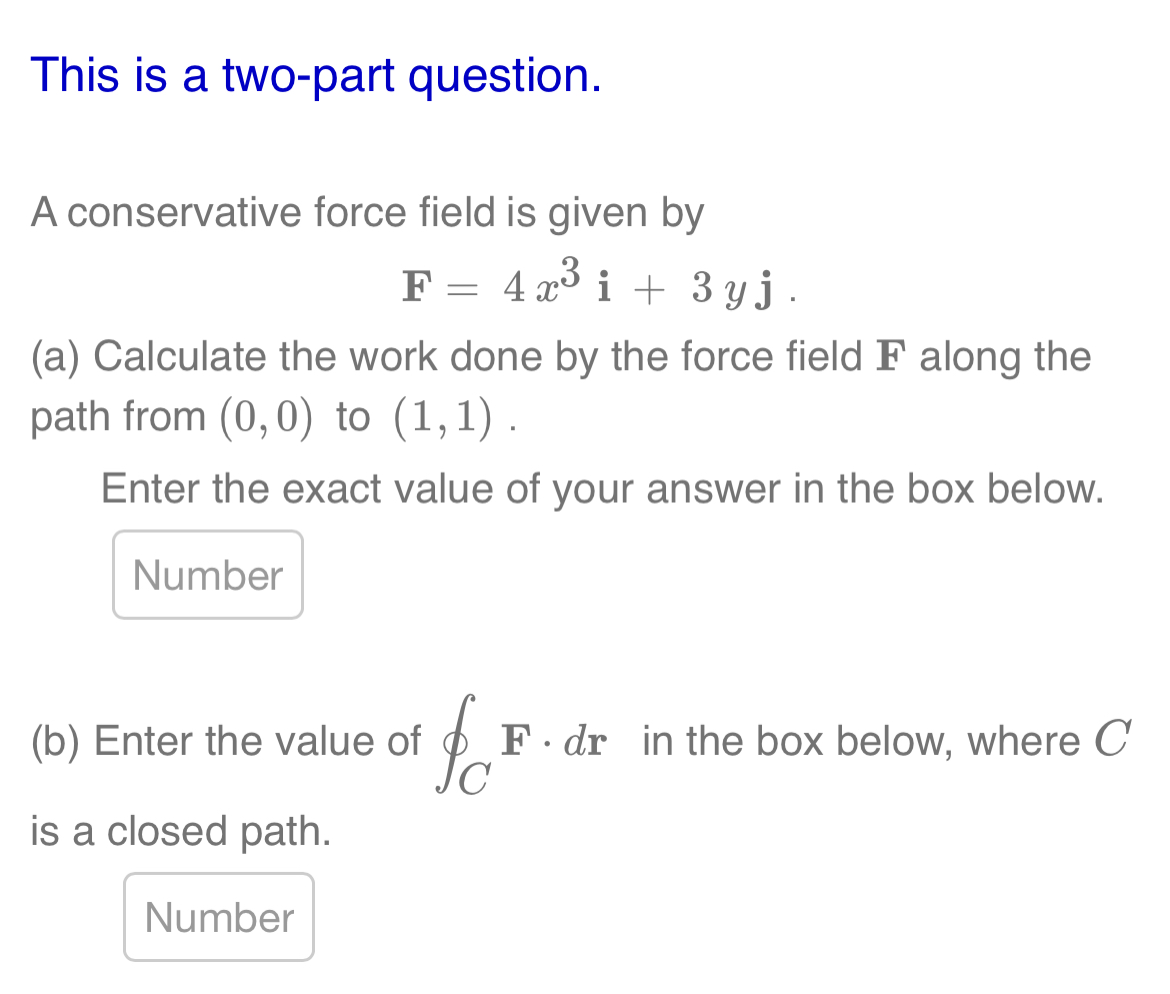 Solved This is a two-part question. A conservative force | Chegg.com