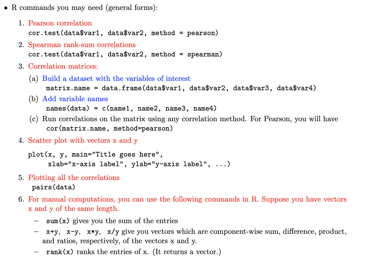 Solved For each exercise: (a) Plot the data and say whether | Chegg.com