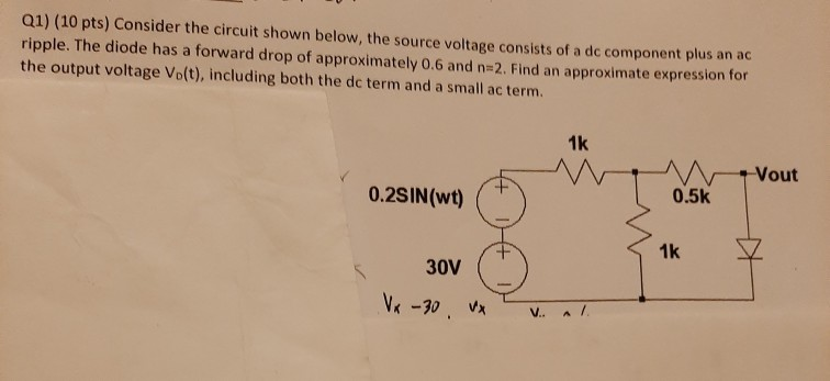 Solved Q1) (10 pts) Consider the circuit shown below, the | Chegg.com