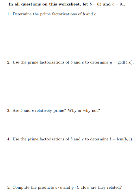 Solved In all questions on this worksheet, let b=63 and | Chegg.com