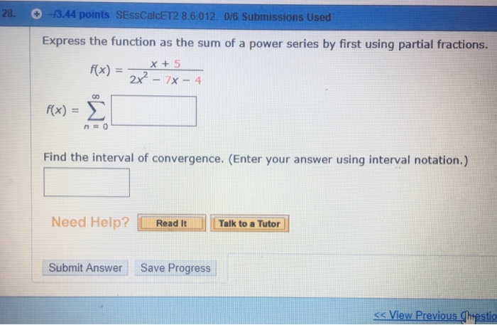 Solved Express the function as the sum of a power series by | Chegg.com