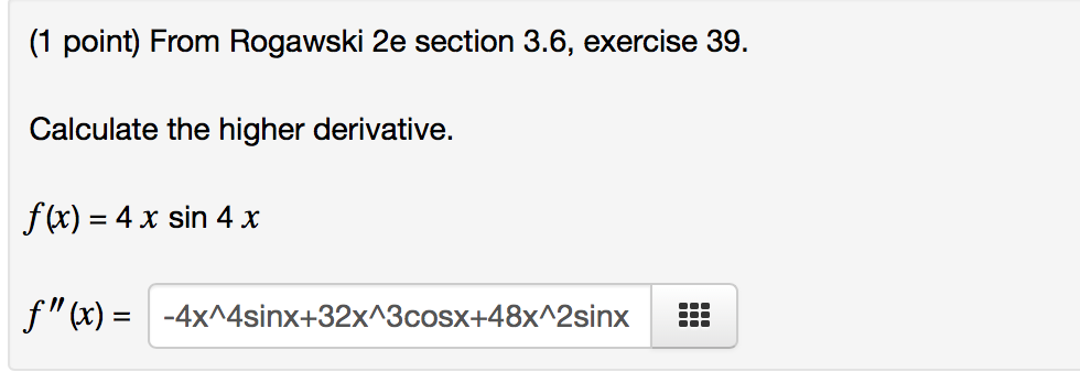 Solved (1 point) From Rogawski 2e section 3.6, exercise 39. | Chegg.com