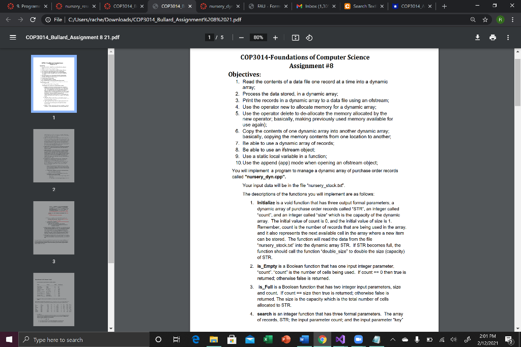 9. Program X nursery_res X COP2014_8 COP3014 X | Chegg.com