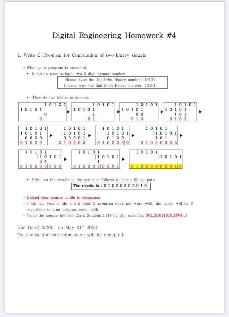 Solved Digital Engineering Homework #4 1. Write C-Program | Chegg.com