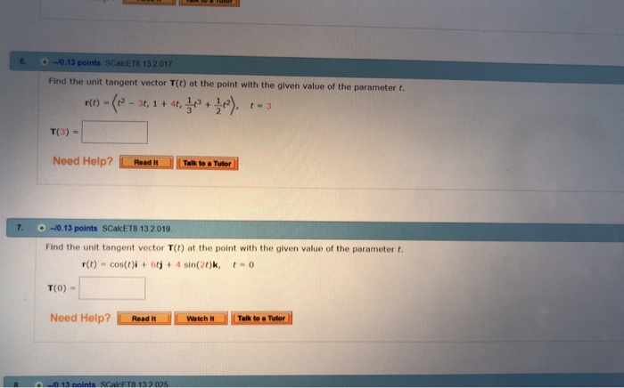 Solved 6. O -10.13 points SCalcET8 13 2 017 Find the unit | Chegg.com