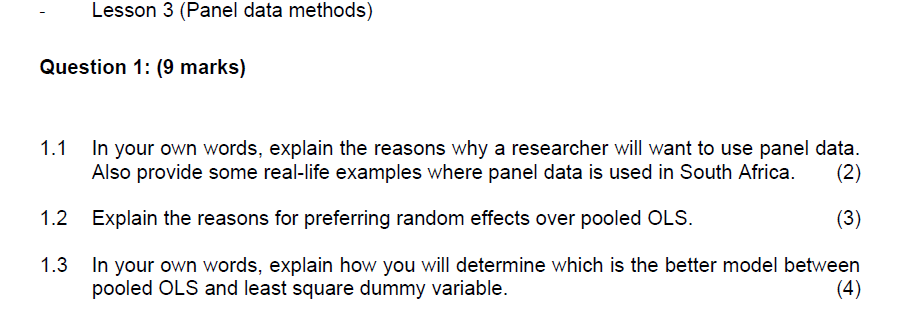 Solved 1.1 In your own words, explain the reasons why a | Chegg.com