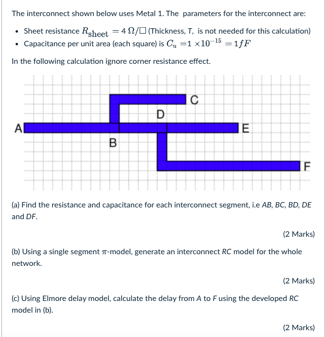 Solved The interconnect shown below uses Metal 1. The | Chegg.com