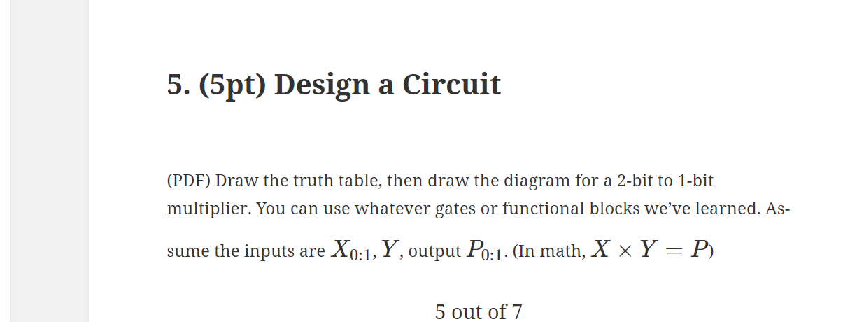 Solved 5. (5pt) Design a Circuit (PDF) Draw the truth table, | Chegg.com